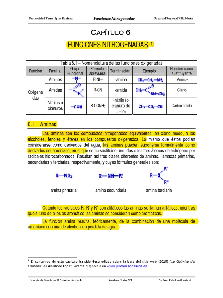 Funciones Nitrogenadas en Química | PDF | Amida | Amoníaco