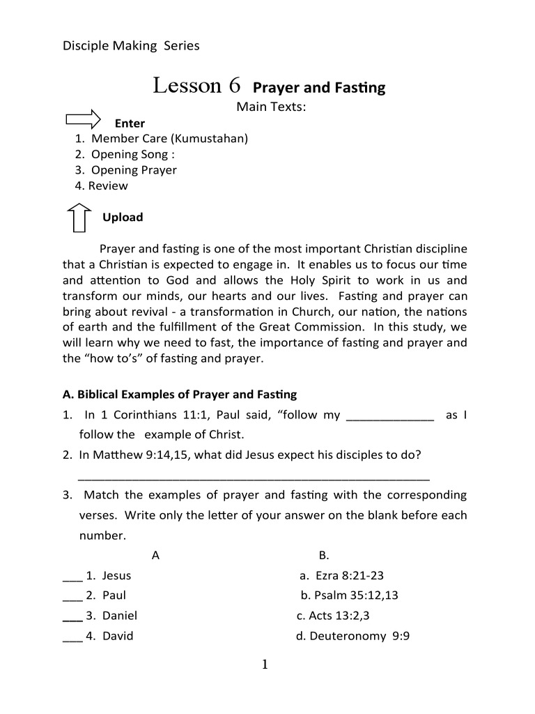 Lesson 6 Prayer and Fasting | PDF | Fasting | Prayer