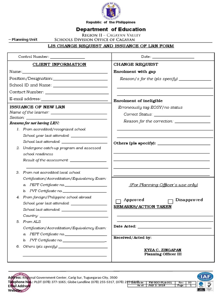 LIS Request Form | PDF