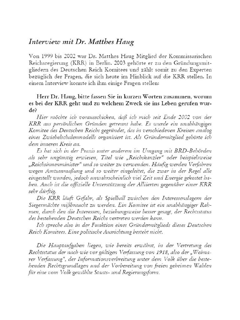 Interview Mit Dr. Matthes Haug - PDF | PDF