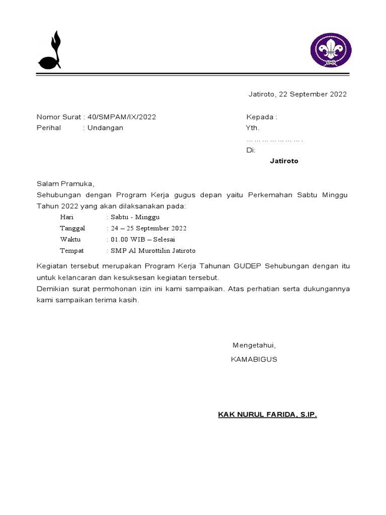 Undangan Pelatih Persami 20221 | PDF