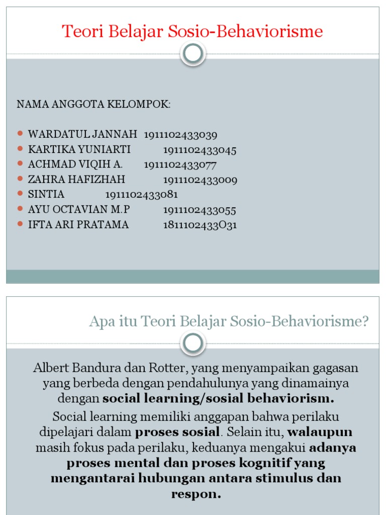 Teori Belajar Sosio-Behaviorisme | PDF | Sains & Matematika
