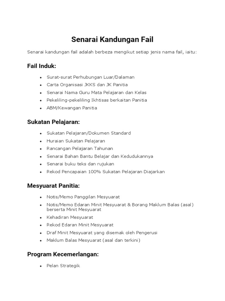 Senarai Kandungan Fail | PDF