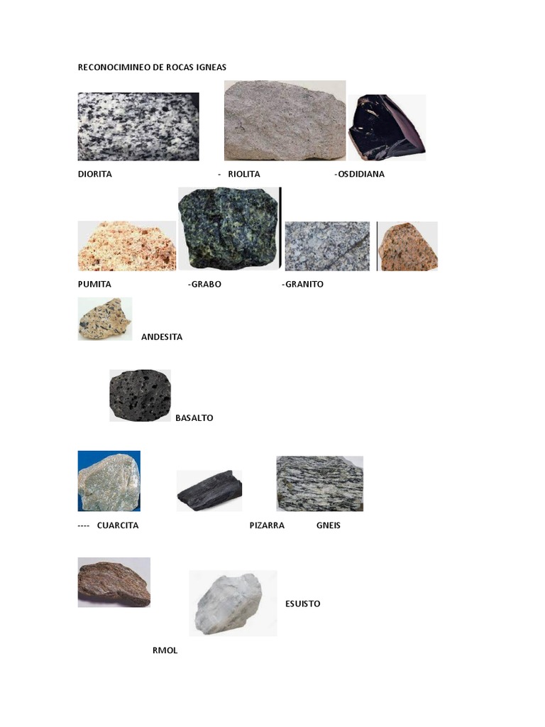 Una guía visual de las principales rocas ígneas y metamórficas, sus ...