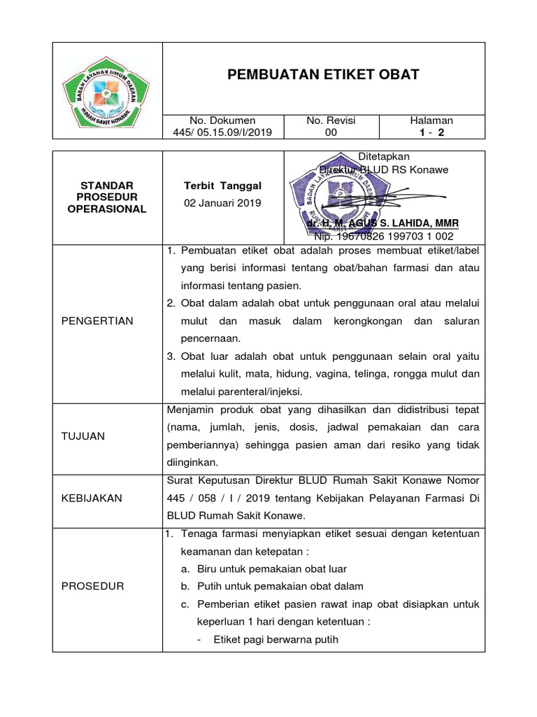 09 Pembuatan Etiket Obat | PDF