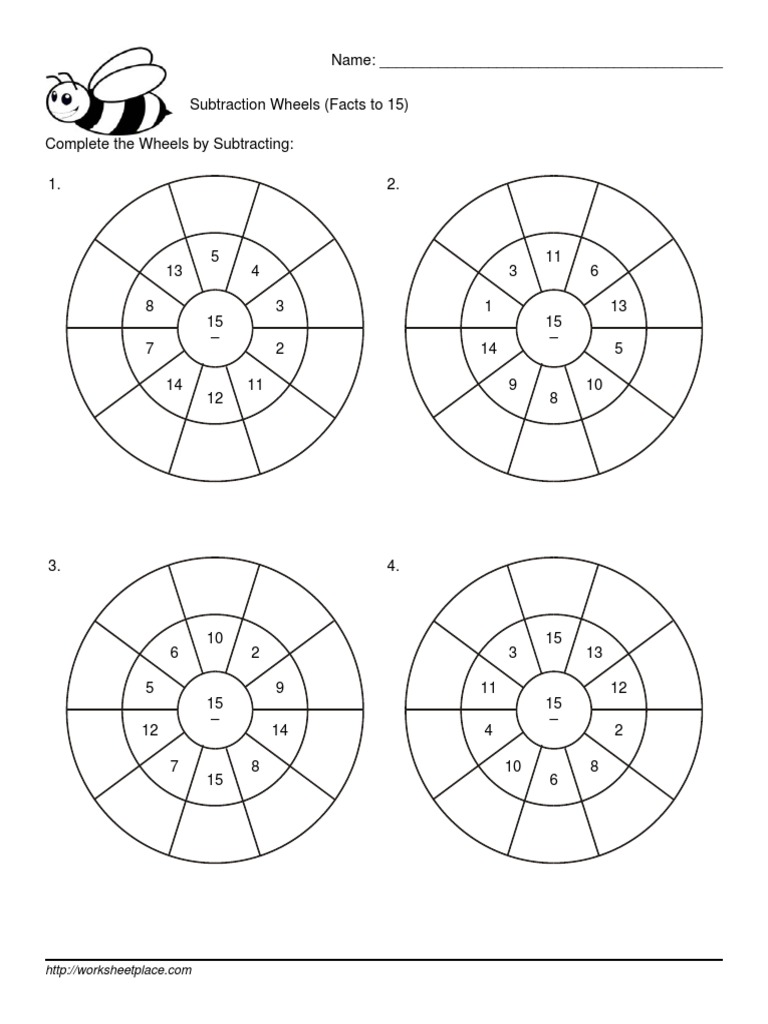 Subtraction Wheels To 15 1 | PDF