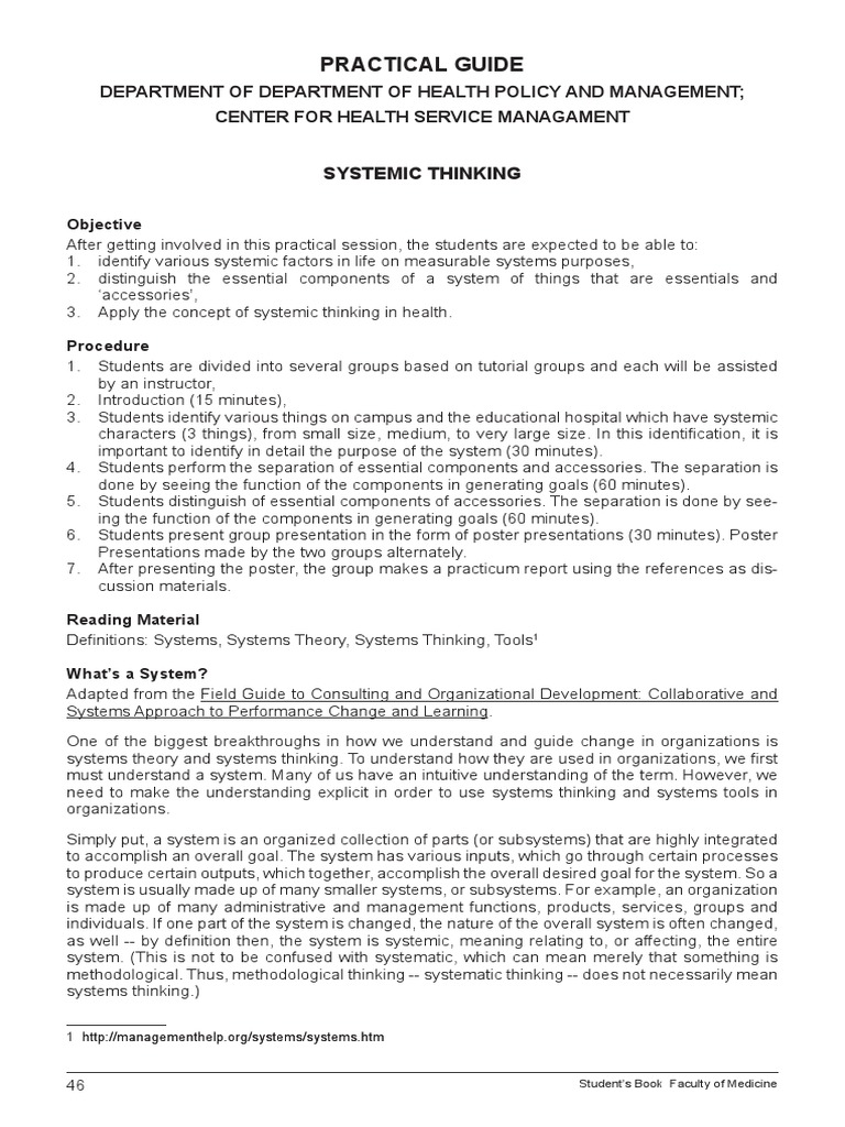 Medical Students' Systemic Thinking Guide | PDF | System | Systems Theory