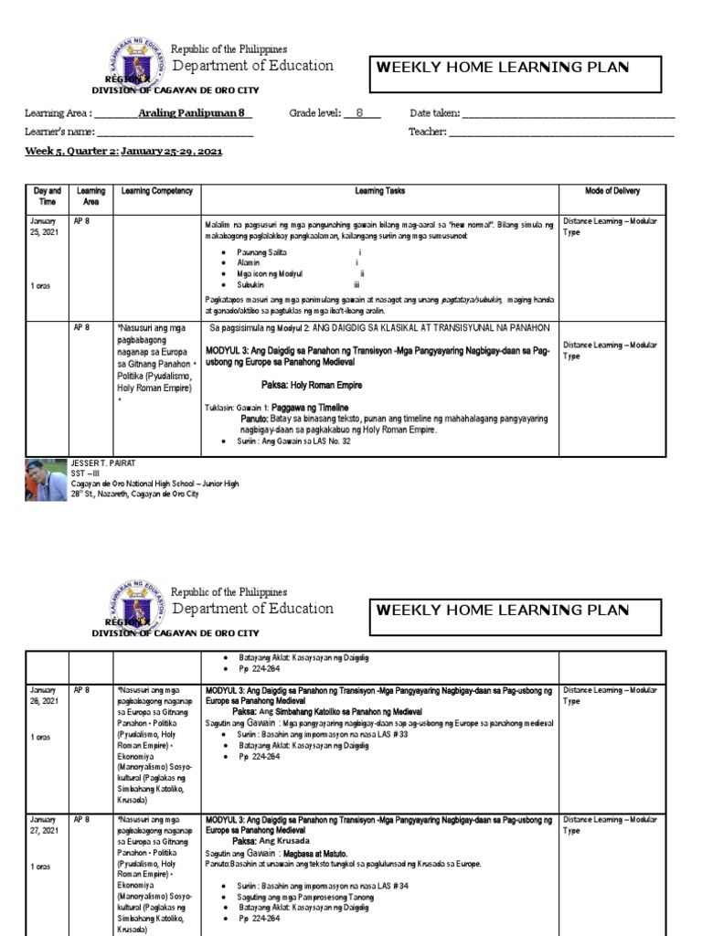 AP 8 WHLP (Week 5 & 6) - January 25-29, 2021 To February 1-5, 2021 | PDF