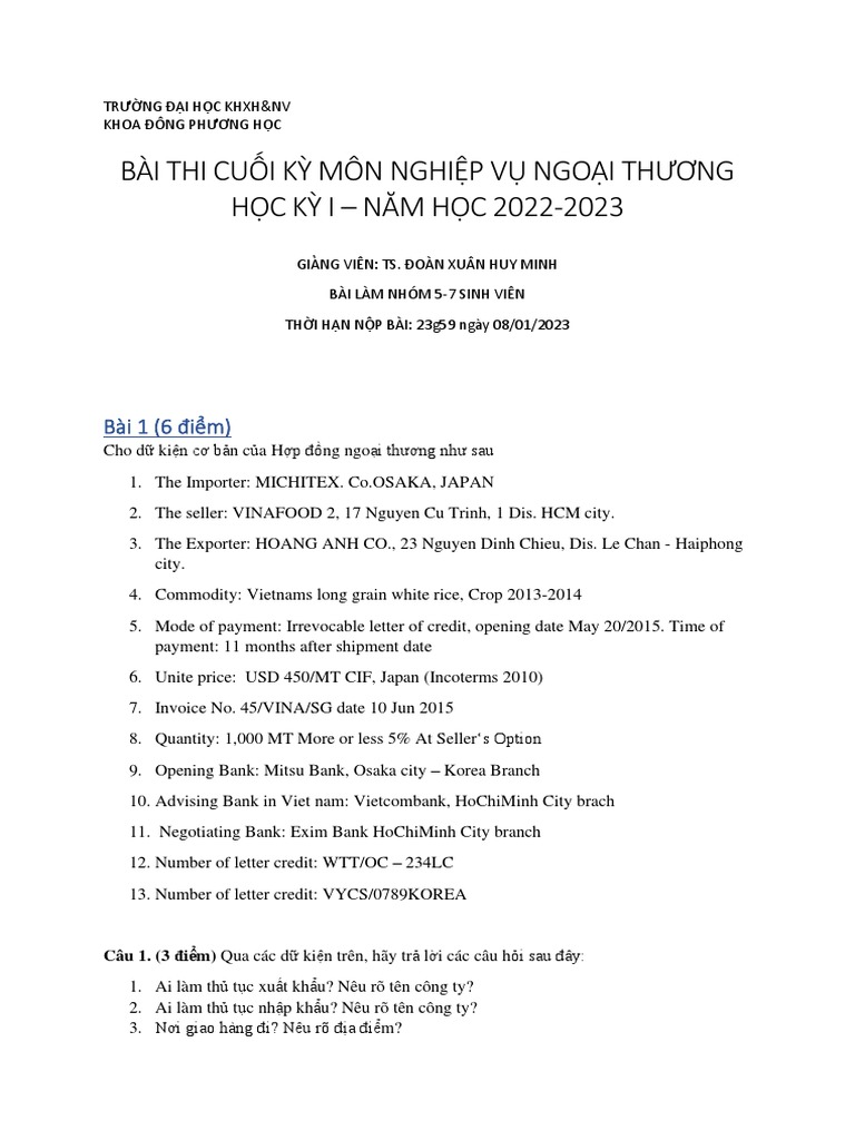 Thi Cuoi Ky USSH | PDF