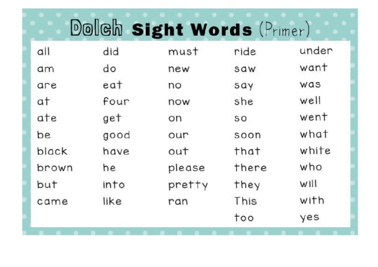 Dolch Sight Words | PDF