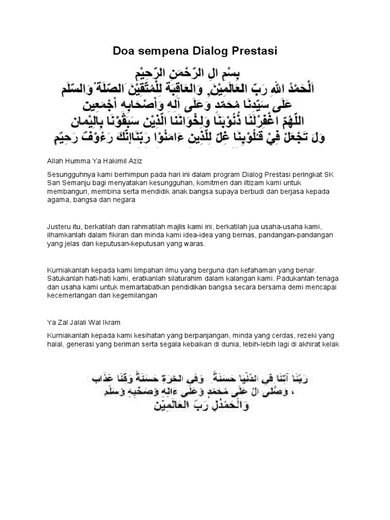 Doa untuk Dialog Prestasi SK San Semanju | PDF | Karier & Perkembangan