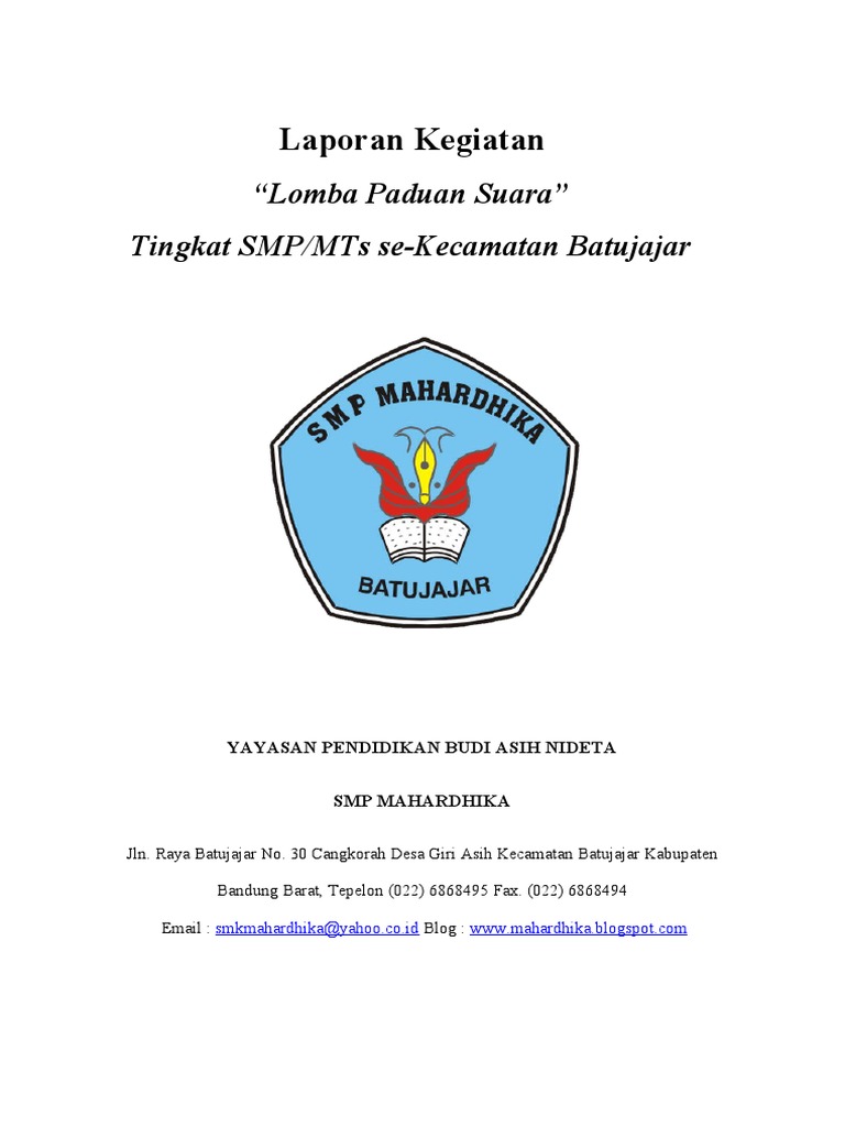 Laporan Lomba Paduan Suara SMP Mahardhika | PDF Laporan Lomba Paduan Suara SMP Mahardhika | PDF