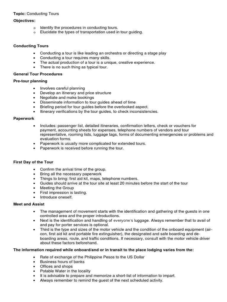 Conducting Tours | PDF | Economies