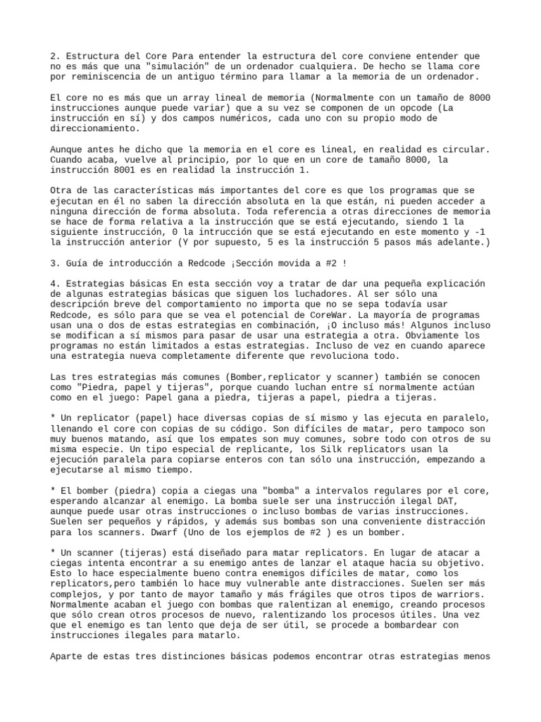 Core Wars Tutorial | PDF | Programación | Programa de computadora