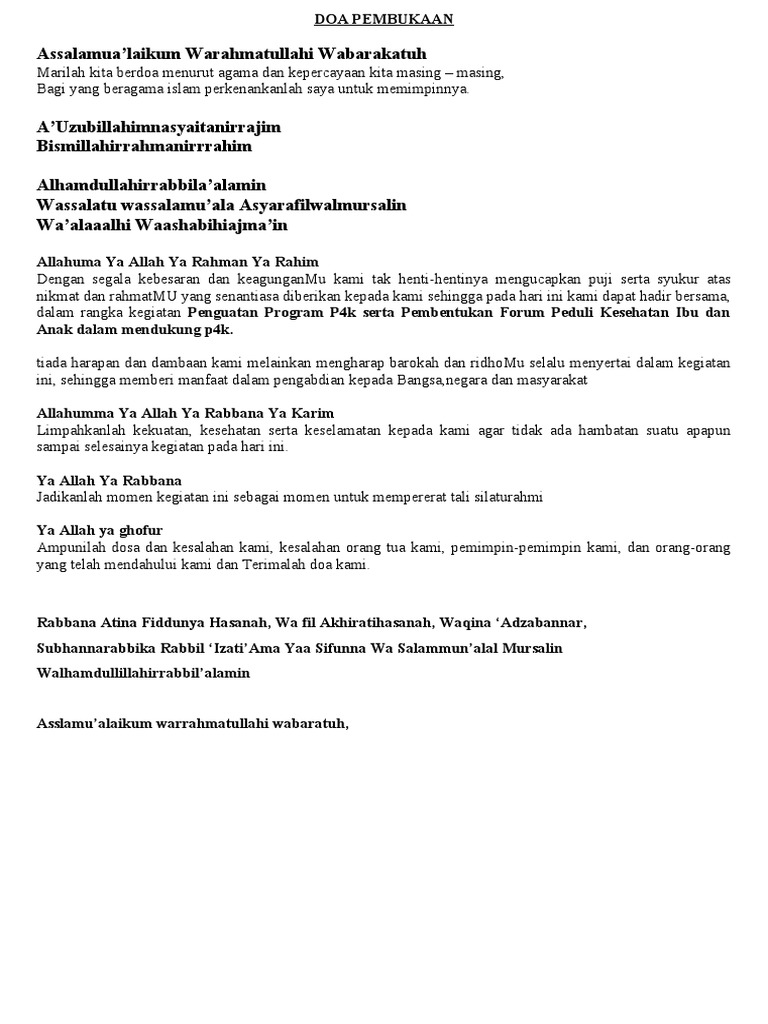 Doa Pembukaan p4k | PDF | Gaya Hidup