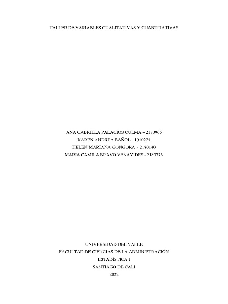 Taller Variables Cualitativas y Cuantitativas | PDF | Calidad (comercial) | Procesos de negocio