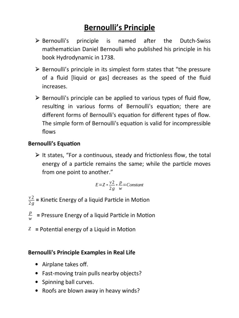 Bernoulli's Principle | PDF