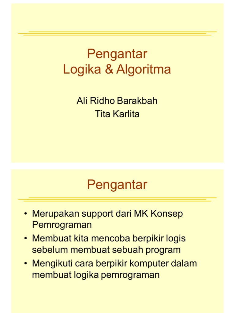 Logika dan Algoritma Pemrograman Dasar | PDF | Komputer