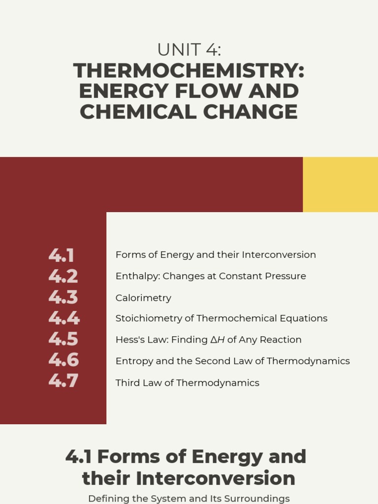 CHM012.UNIT 4 Thermochemistry Energy Flow and Chemical Change | PDF ...