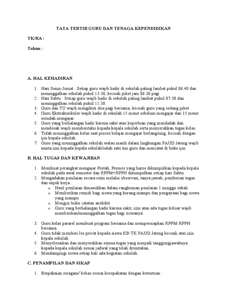Tata Tertib Guru Dan Tenaga Kependidikan | PDF | Kesehatan Holistik | Karier & Perkembangan