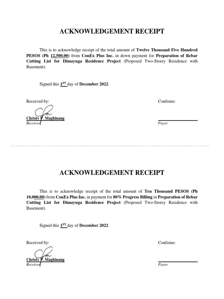 Acknowledgement Receipt for Payments | PDF | Finance & Money Management