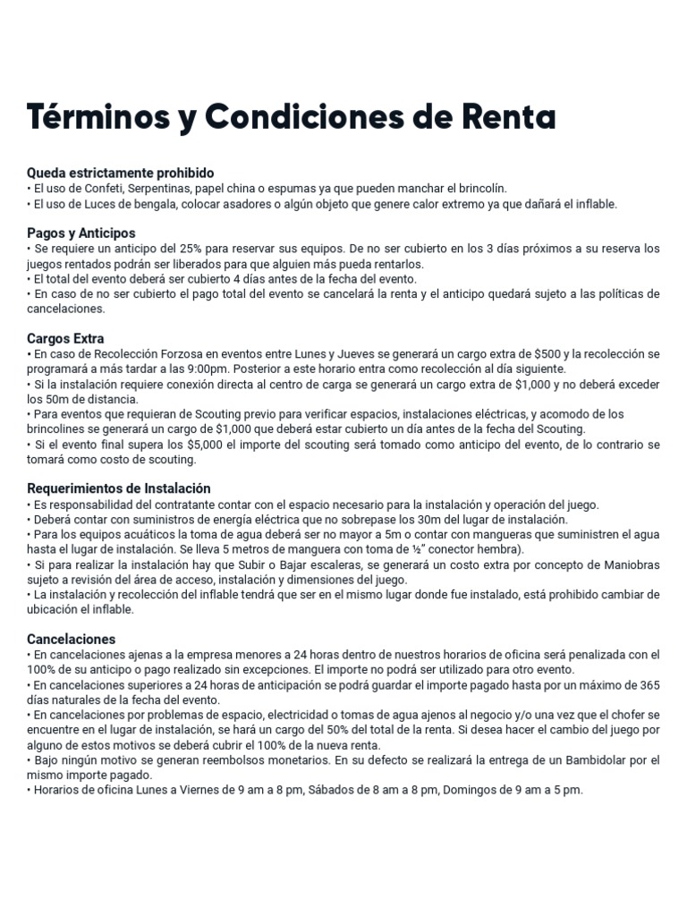 Blf. Ejemplo Términos y Condiciones | PDF