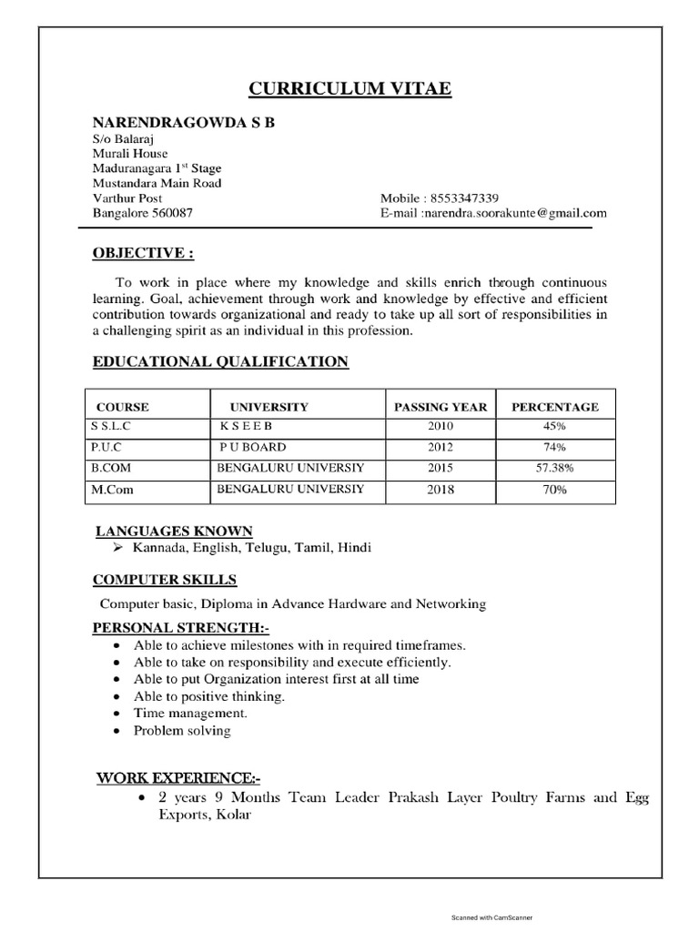 Narendra. VITAE | PDF