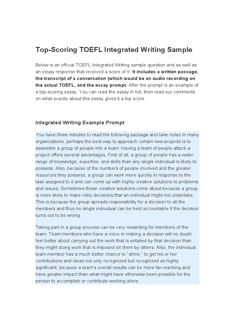 Integrated Writing Sample | Download Free PDF | Thought | Decision Making