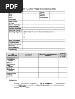 Contoh Template Lesson Plan Permata (Taska) | PDF