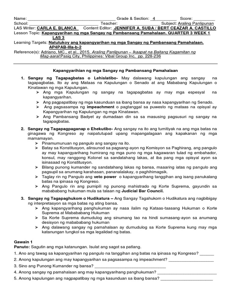 Ap 4 Quarter 3 Week 1 Las 3 | PDF Ap 4 Quarter 3 Week 1 Las 3 | PDF