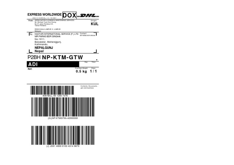 Transport Label for Kasturi International | PDF | Technology & Engineering
