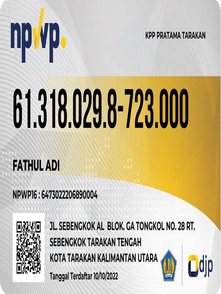 Contoh Npwp Terbaru Pdf
