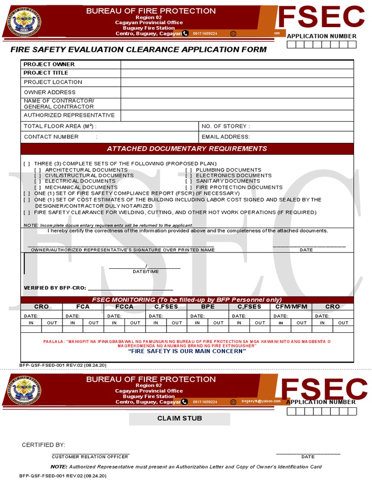 FSED 1F Application Form FSEC For Building Permit Rev02 | PDF