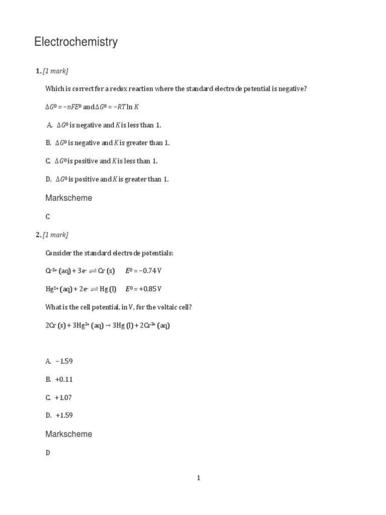 Electrochemistry | PDF | Anode | Redox