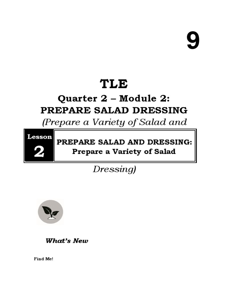 He - Cookery - GR9 - Q2 - Module-2 Edited | PDF | Salad | Mayonnaise