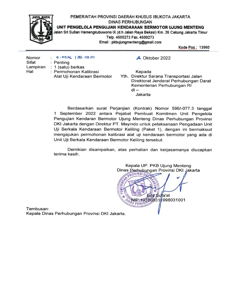Surat Permohonan Kalibrasi | PDF