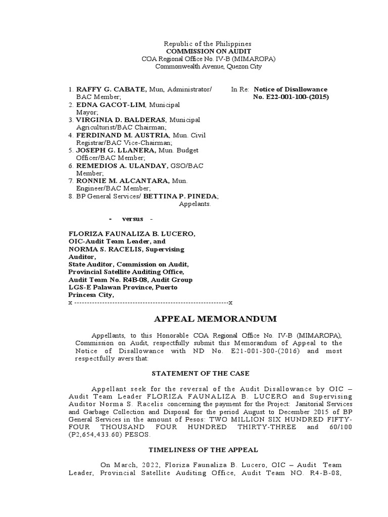 Appeal Memorandum | PDF