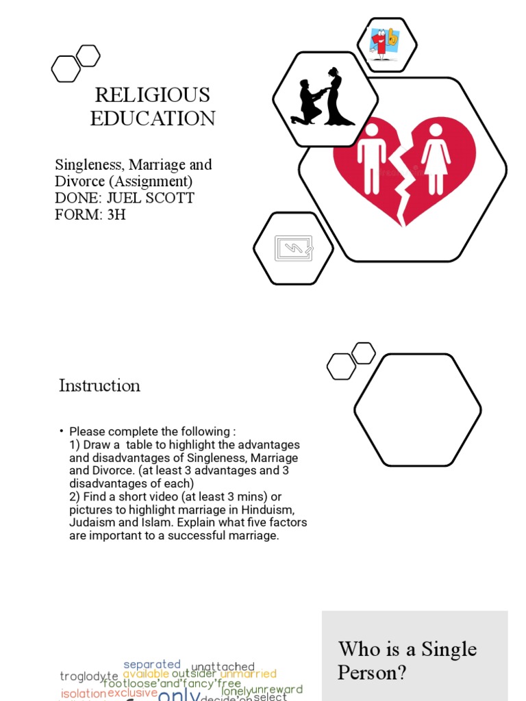 Singleness, Marriage and Divorce (Assignment) | PDF | Divorce | Marriage