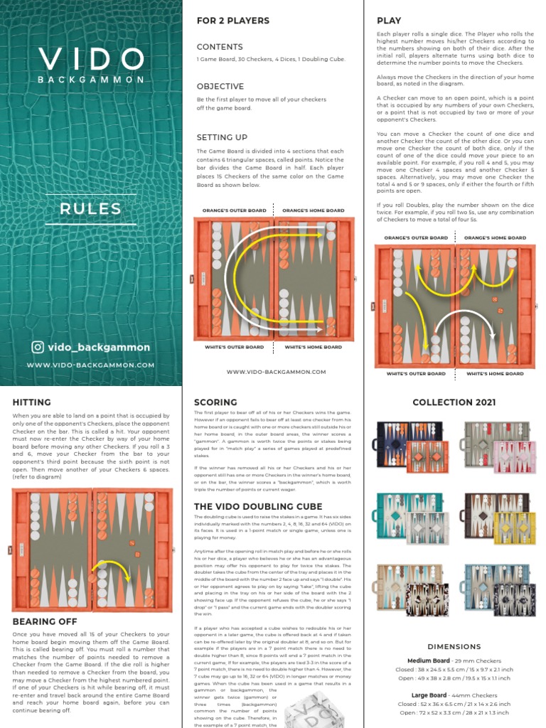 VIDO Backgammon Rules | PDF | Board Games | Gaming