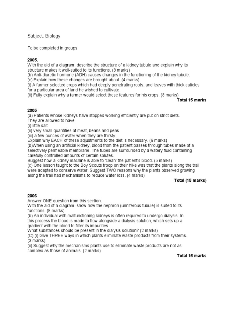 Excretion Worksheet | Download Free PDF | Kidney | Urine