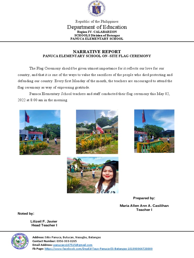 NARRATIVE REPORT Flag Ceremony (May) | PDF