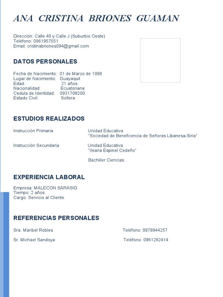 Curriculum Ana Briones | PDF