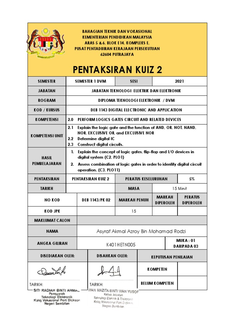 Asyraf Akmal Azroy Mohamad Rodzi - KUIZ 2 | PDF