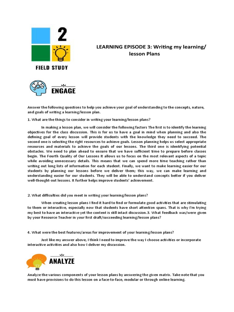 Learning Episode 3 | Descargar gratis PDF | Lesson Plan | Educational ... Learning Episode 3 | Descargar gratis PDF | Lesson Plan | Educational ...