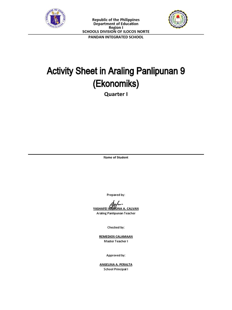 Activity Sheet in Araling Panlipunan 9 | PDF