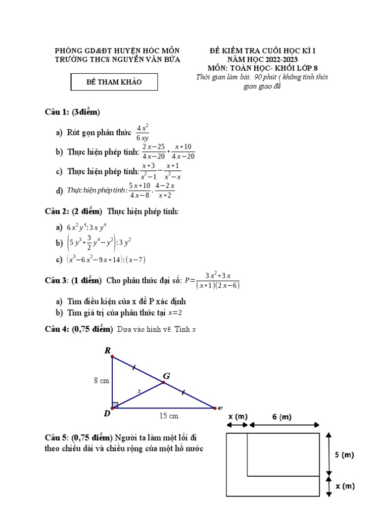 TRƯỜNG THCS NGUYỄN VĂN BỨA đề ôn hk1 2022-2023 và đáp án | PDF