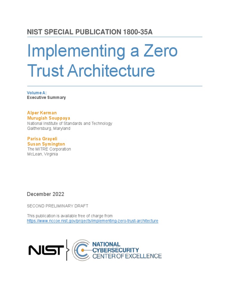 Zta Nist SP 1800 35a Preliminary Draft 2 | PDF | Cloud Computing ...