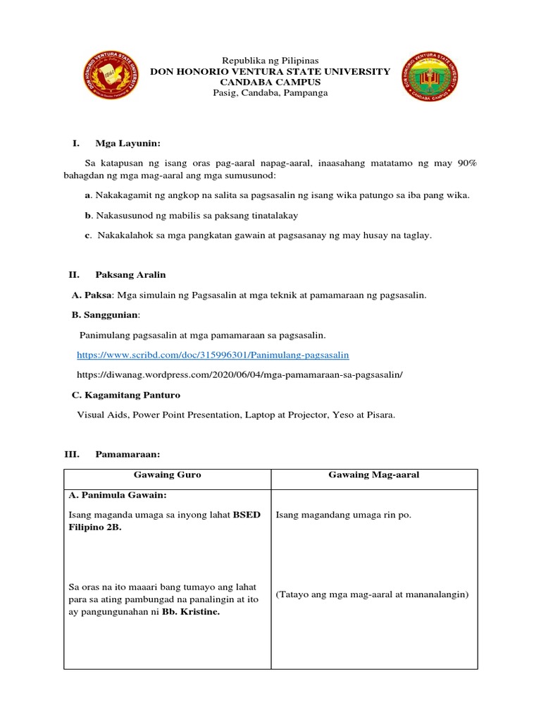 Masusing Banghay Aralin Sa Pagsasalin 12 | PDF