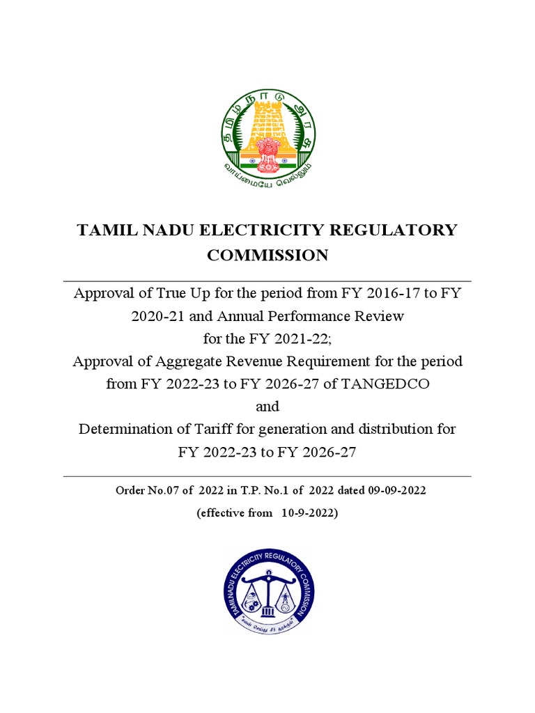 TNERC Approves TANGEDCO True-Up, ARR and Tariff for 2022-27 | PDF ...