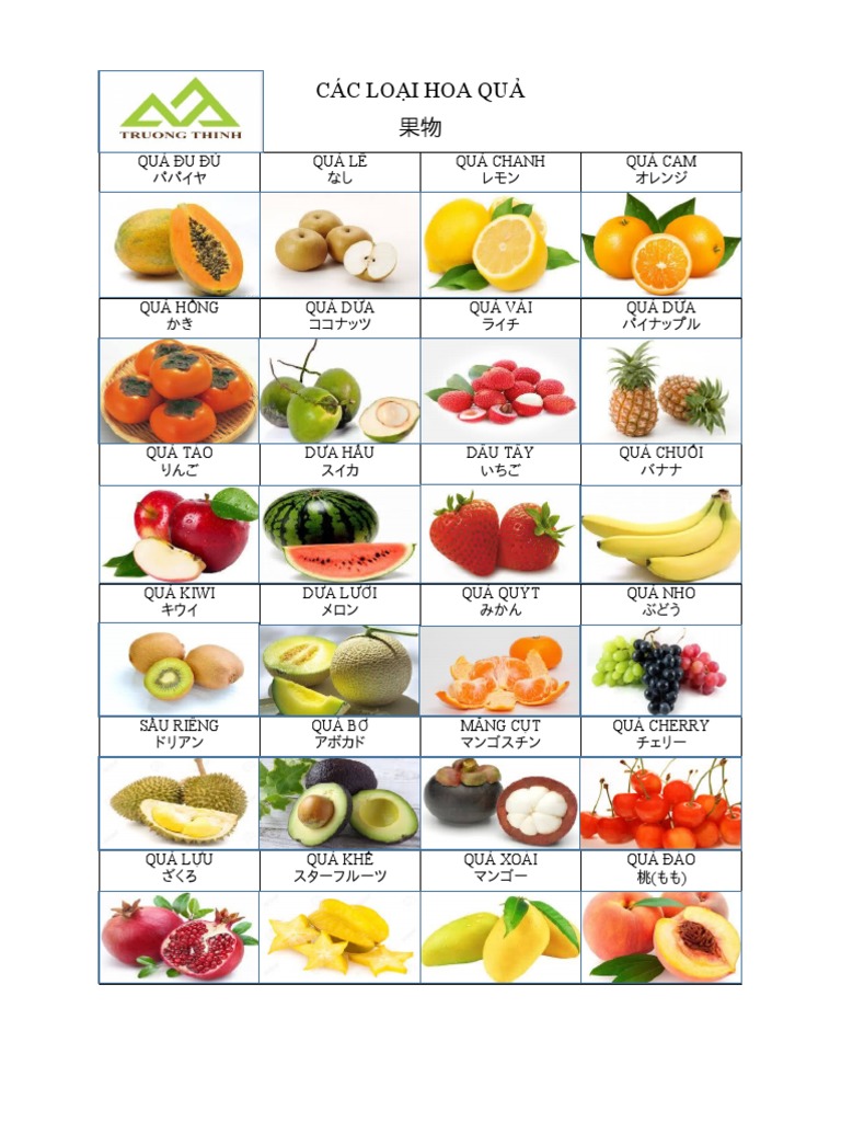 Cac Loai Hoa Qua | PDF